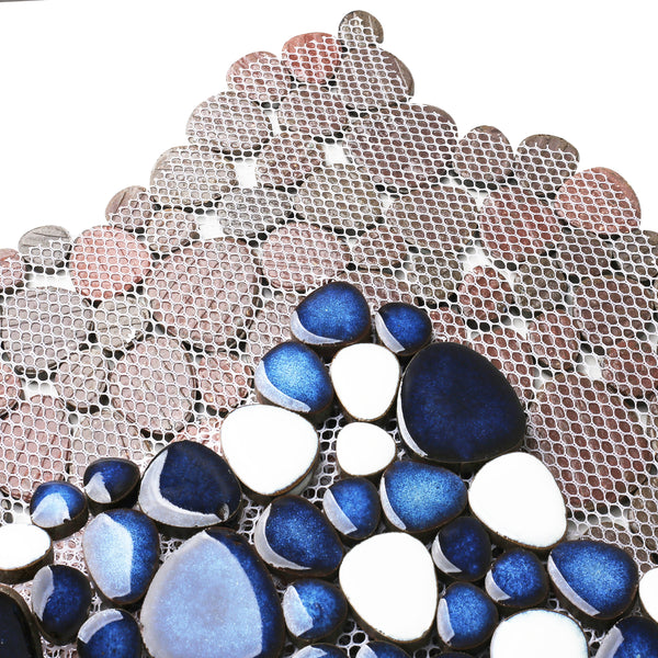 Pebble Ceramic Tiles Heart-Shaped 12x12 Floor Tile Ceramic, Dark Blue ...